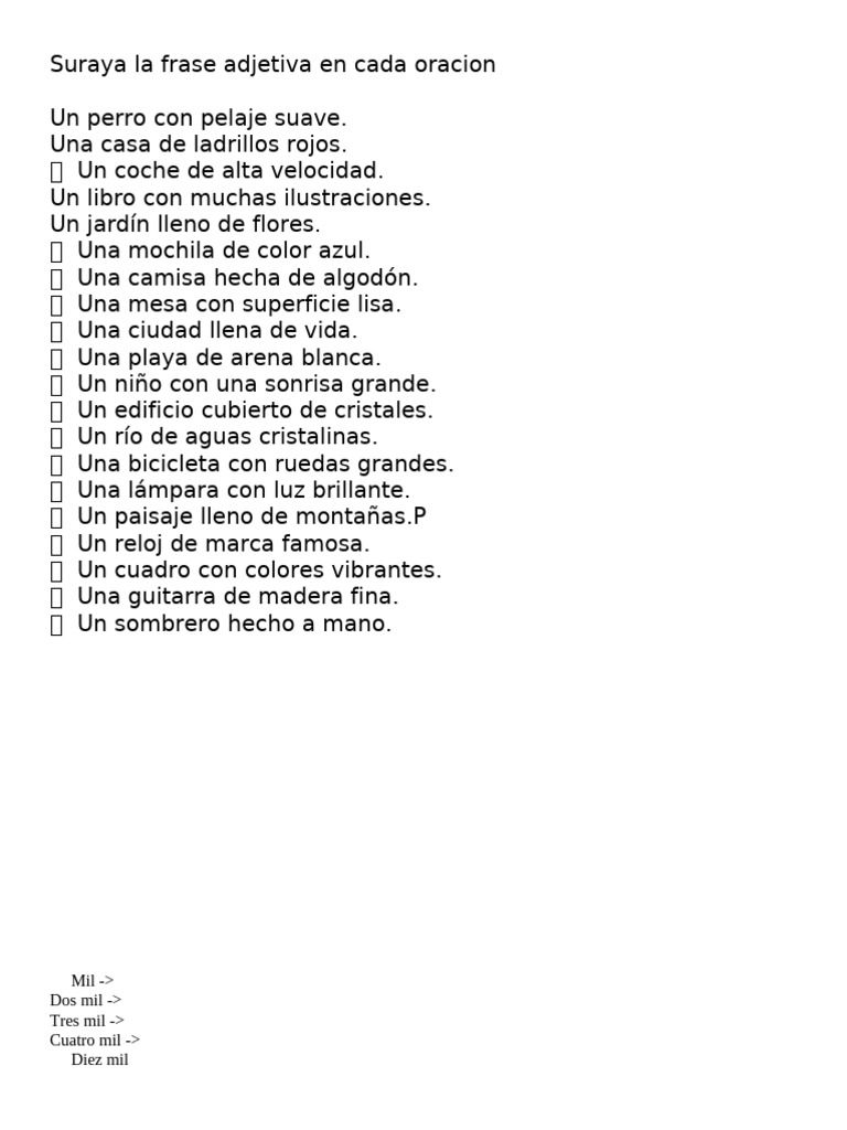 Suraya La Frase Adjetiva en Cada Oracion | PDF