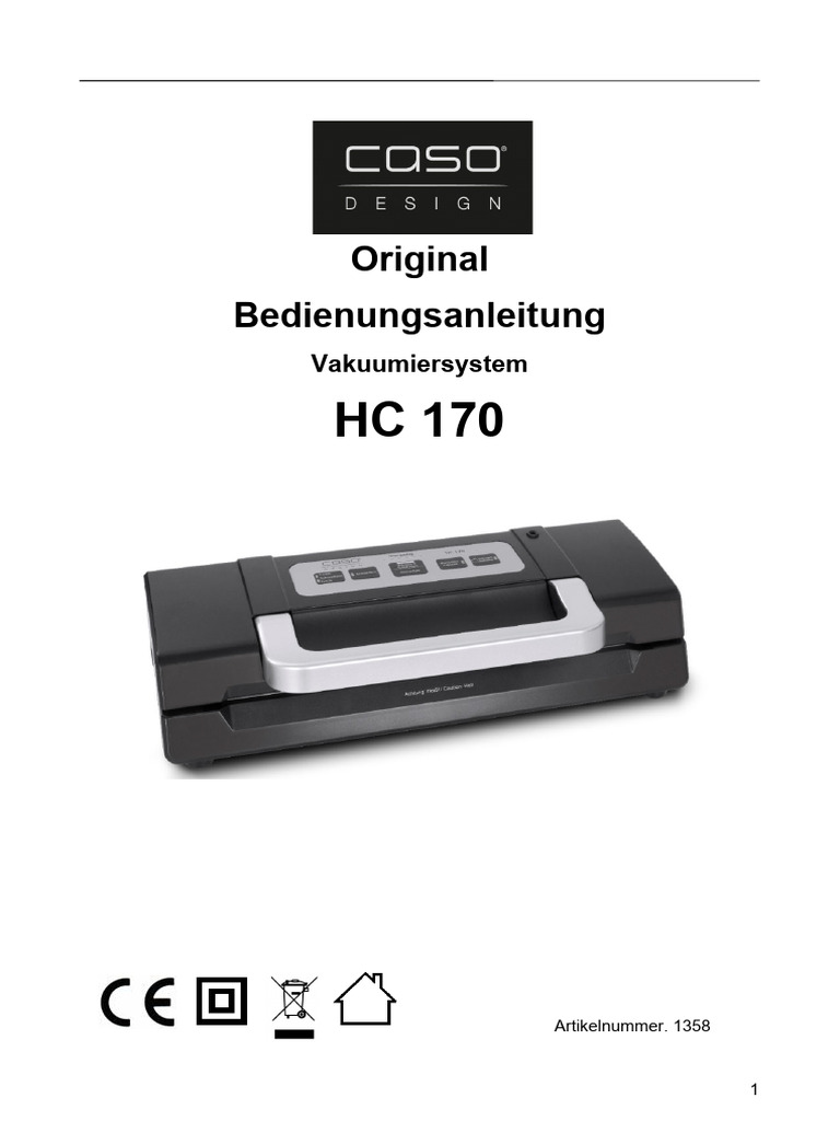 operation-manual-CASO DESIGN HC 170 | PDF