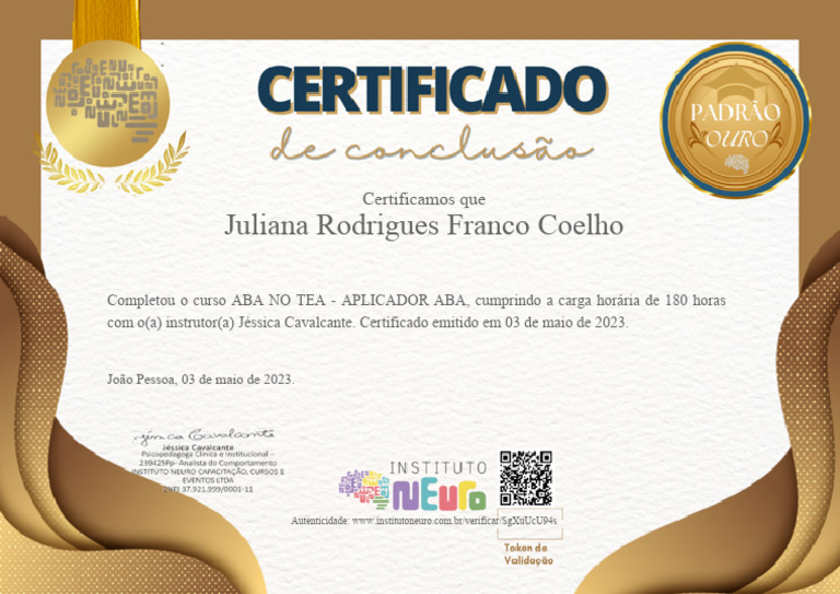Certificado ABA Juliana Coelho | PDF