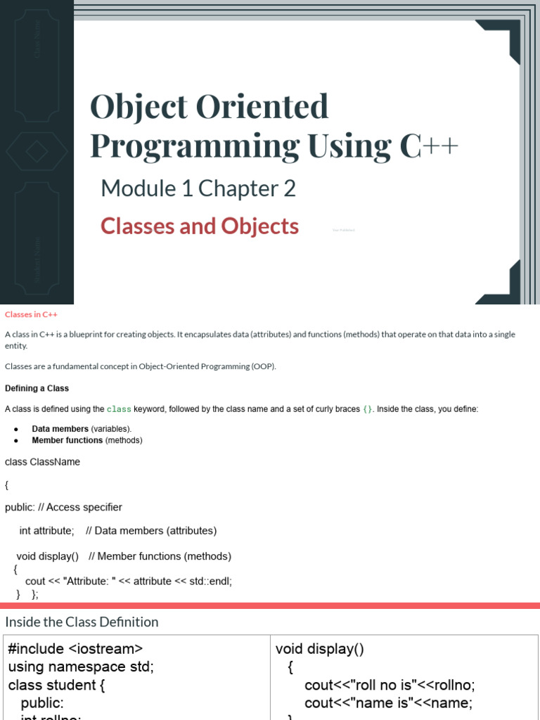 Oop Module 1 Chapter 2 Pdf Class Computer Programming Method