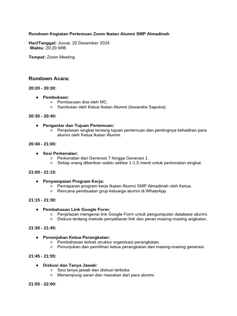 Rundown Kegiatan | PDF