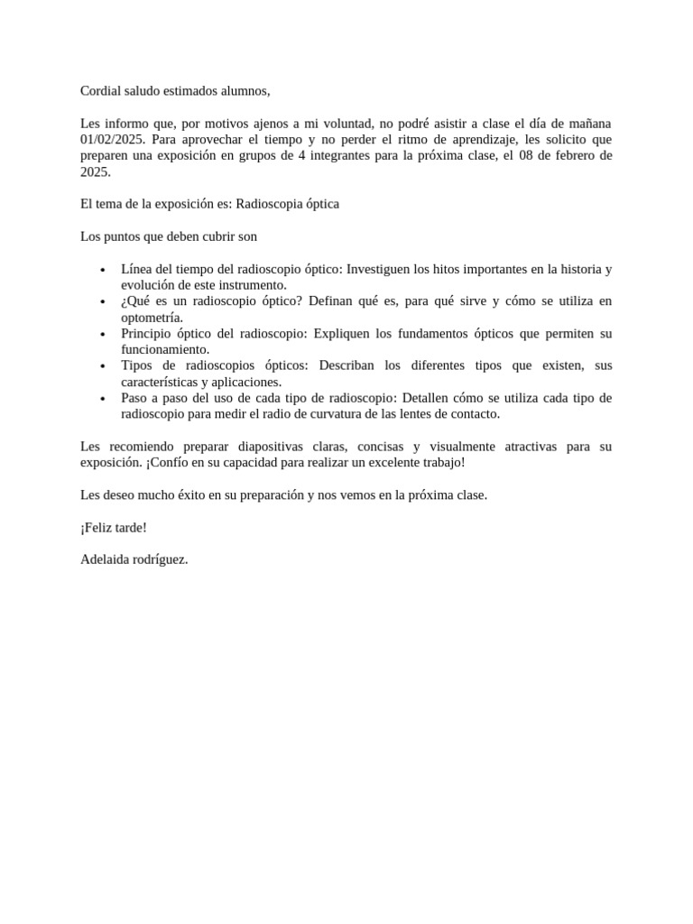 Exposición sobre Radioscopia Óptica | PDF