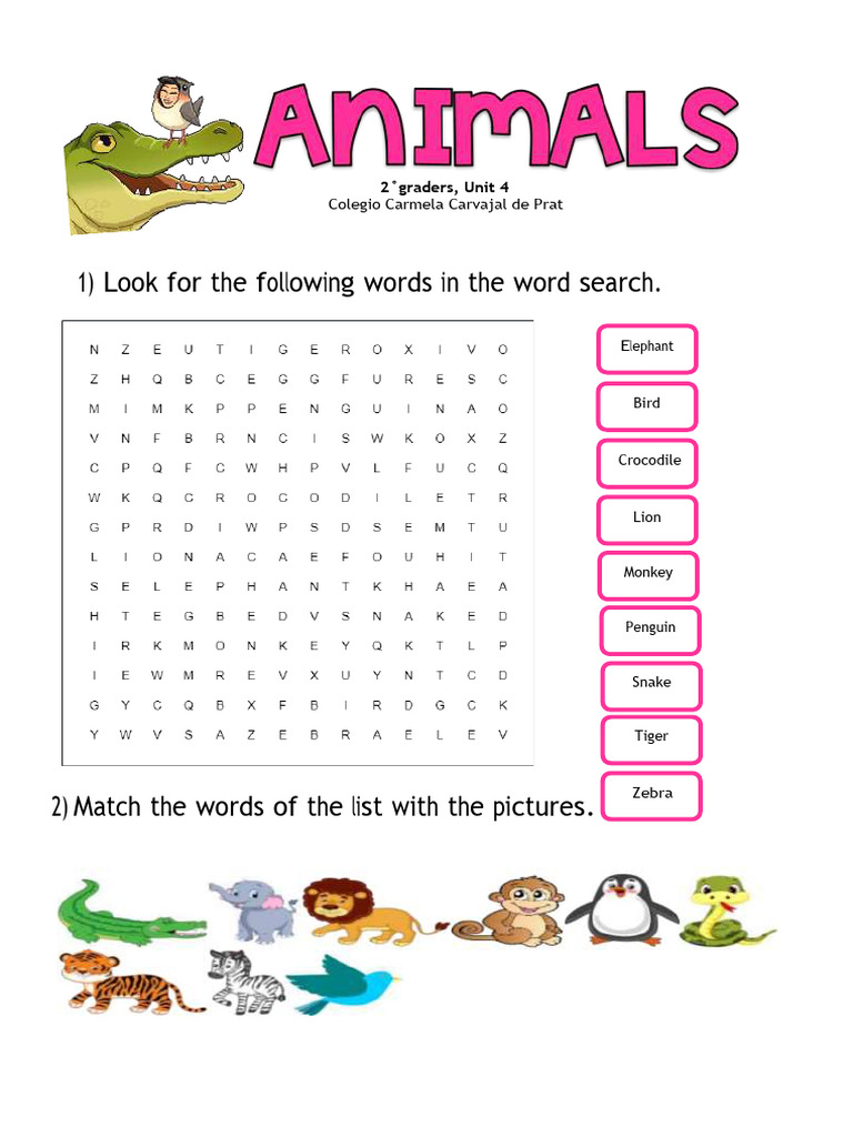 Sopa de Letras Animals 2 Básico | PDF