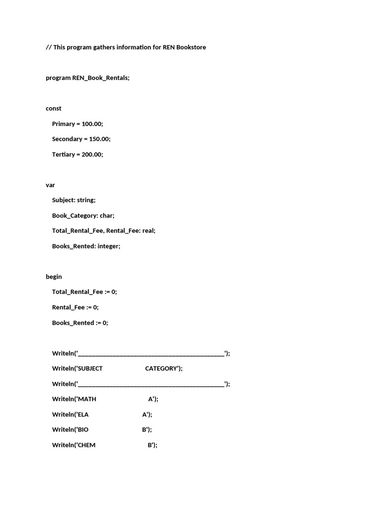 This Program Gathers Information For REN Bookstore | PDF | Computer Programming | Software ...