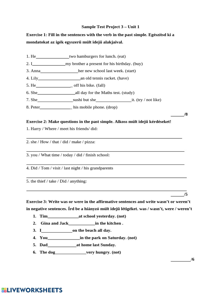 simple past project 3 | PDF