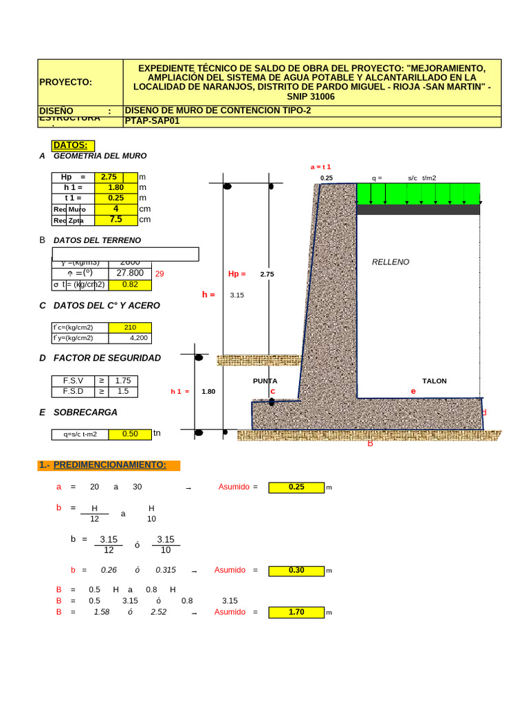 Diseño de Muro de Contención Tipo-2 | PDF | Ingeniería estructural ...