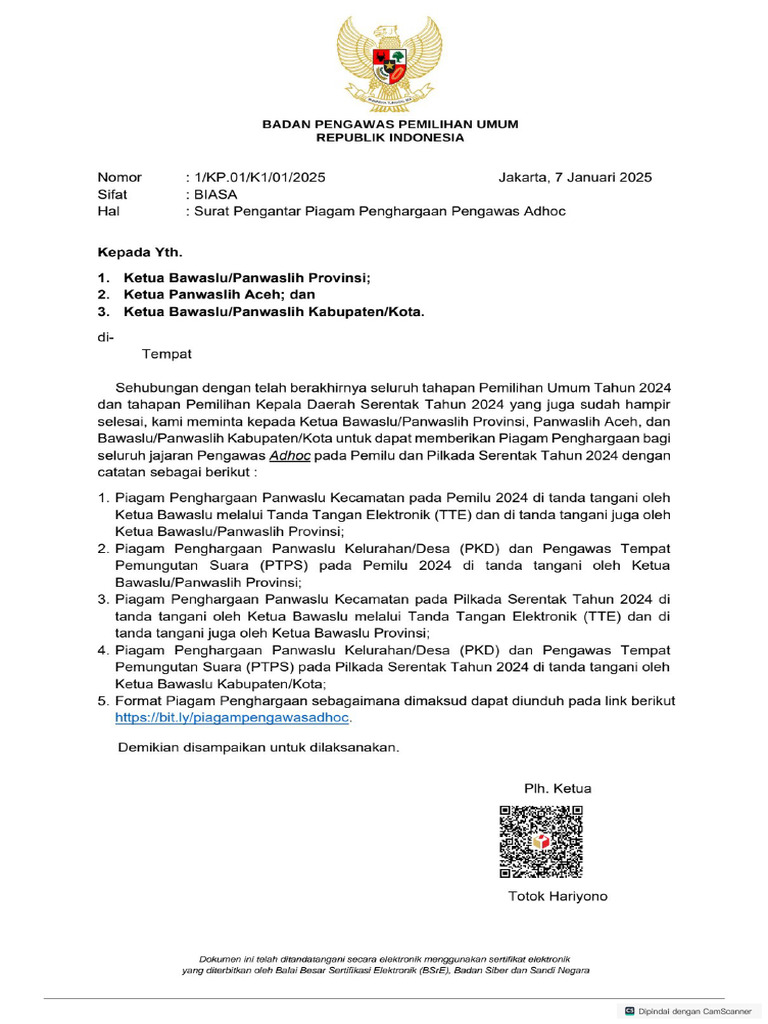 Surat Pengantar Piagam Penghargaan | PDF