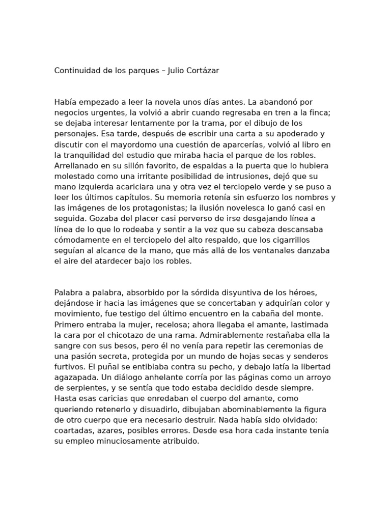 "Análisis de 'Continuidad de los parques'" | PDF