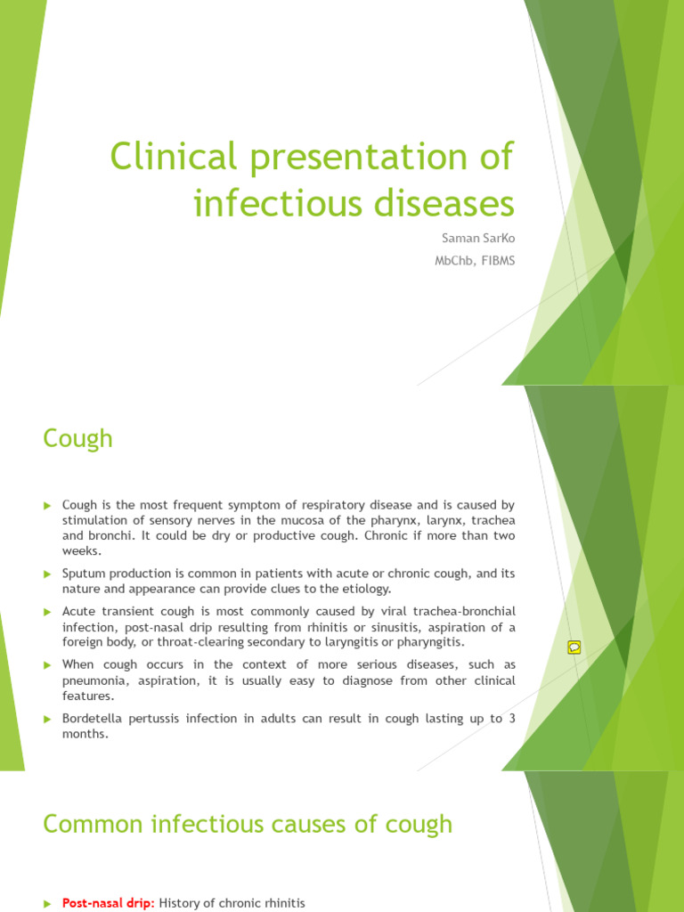 Clinical Presentation of Infectious Diseases and PUO | PDF | Cough | Immunodeficiency