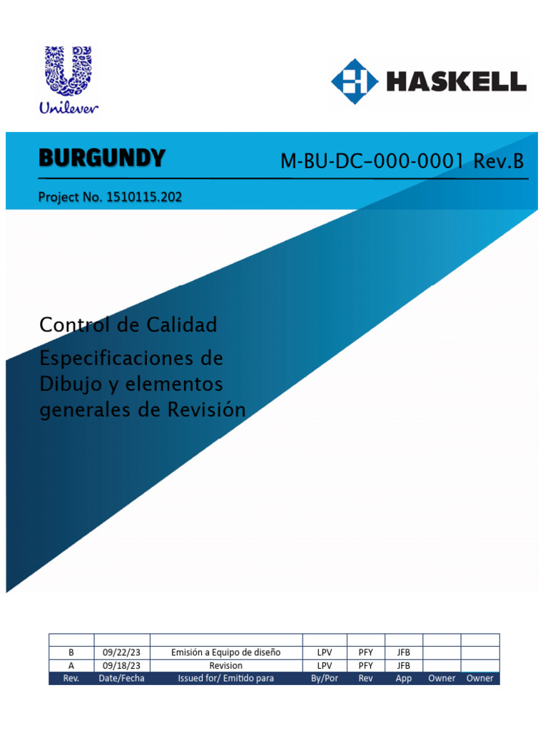 MANUAL DE CALIDAD PARA PLANOS - UNILEVER-Rev.B | PDF | Dibujo