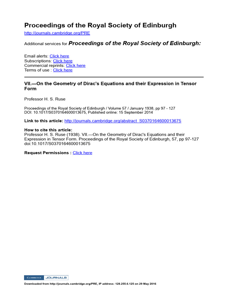 Dirac Equation in Tensor Form | PDF | Gauge Theory | Tensor