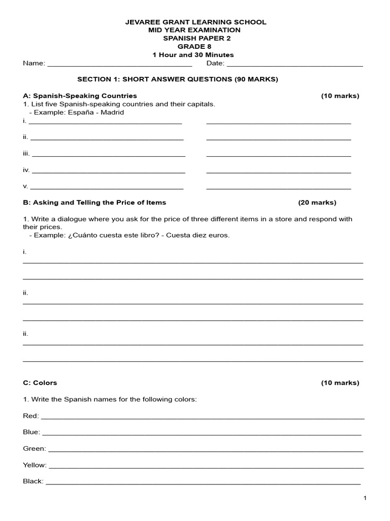 Spanish Paper 2 Exam 2025 | PDF | Grammar | Linguistics