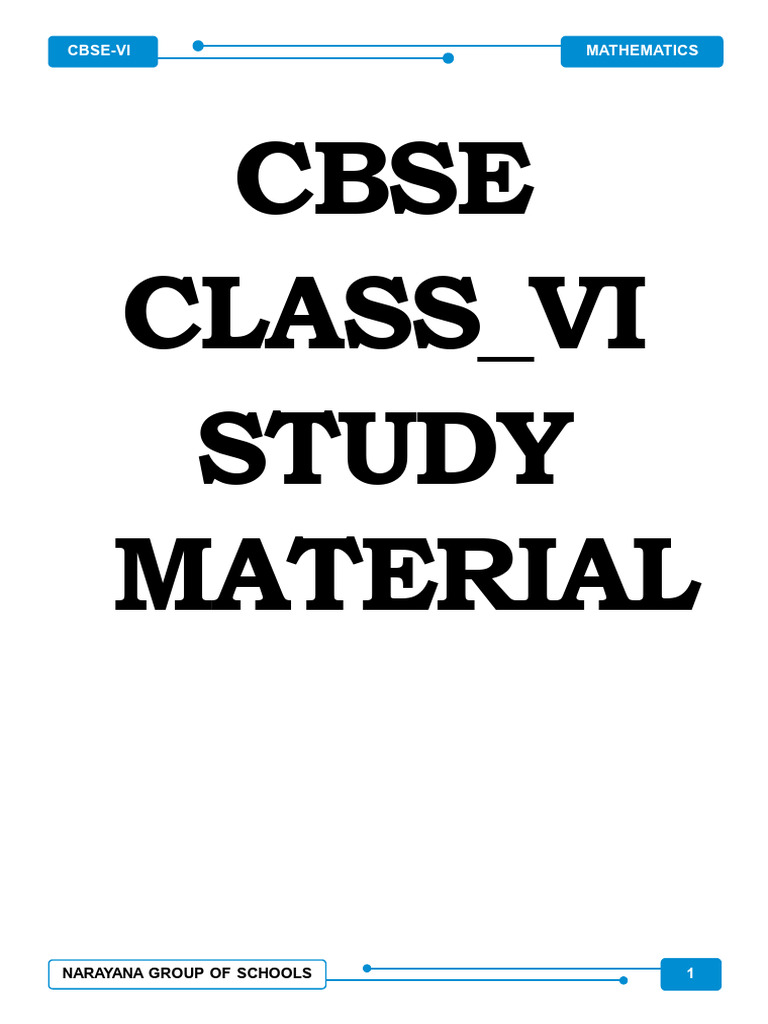CBSE Class 6 Maths Study Guide | PDF | Numbers | Prime Number