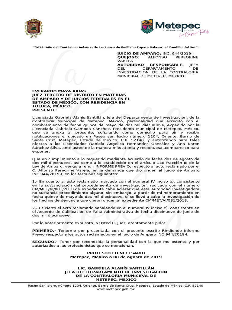 Informe Previo | PDF | México | Gobierno