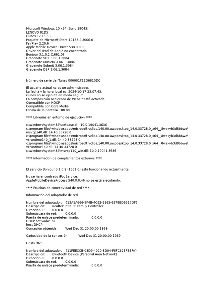 Diagnóstico ITunes | PDF | Dirección IP | Yo sintoniza