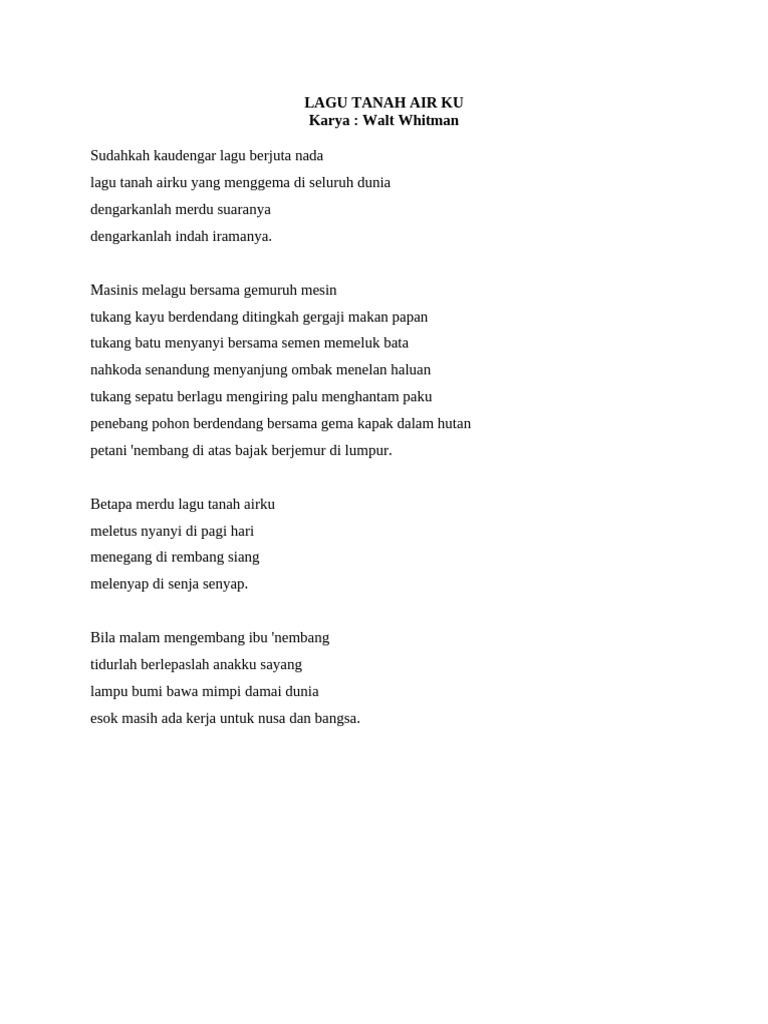 Lagu Tanah Air Ku | PDF