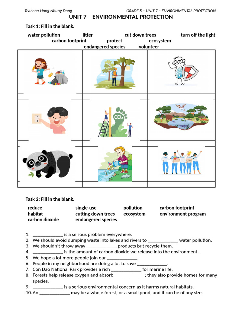 Grade 8 - Unit 7 - Environmental Protection 2 | PDF | Natural Environment | Pollution