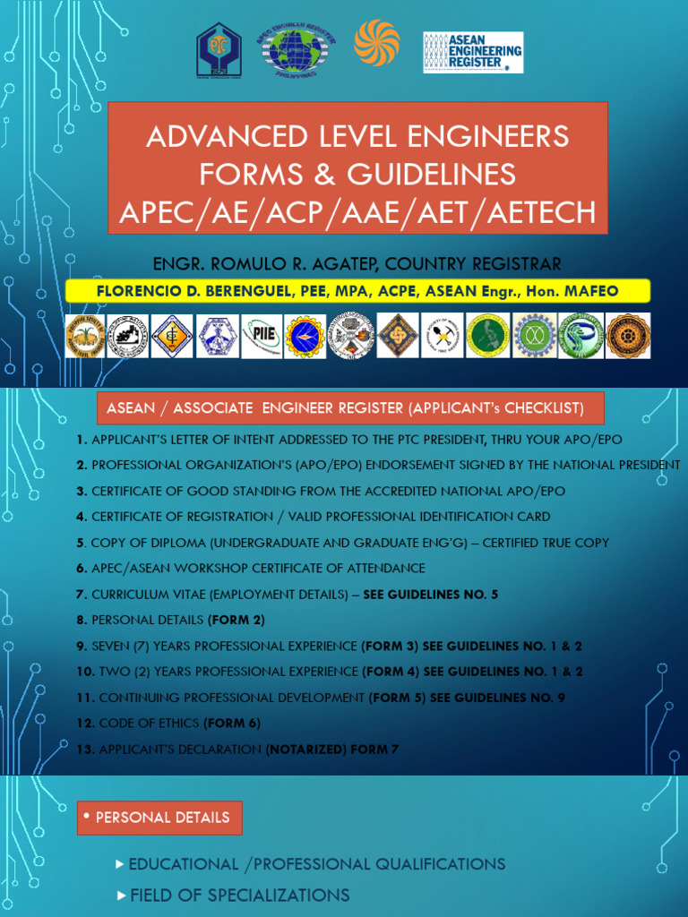 07B - Advanced Level Engineers Forms & Guidelines (PTC Orientation ...