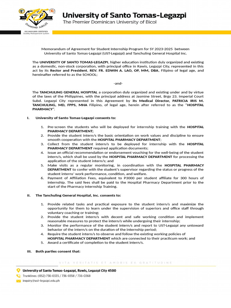 Moa For Student Internship Program | PDF | Internship | Job Hunting