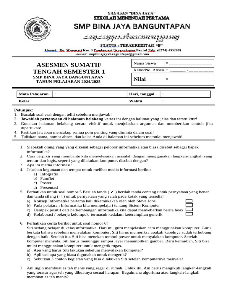 ASTS Informatika kelas 7 | PDF
