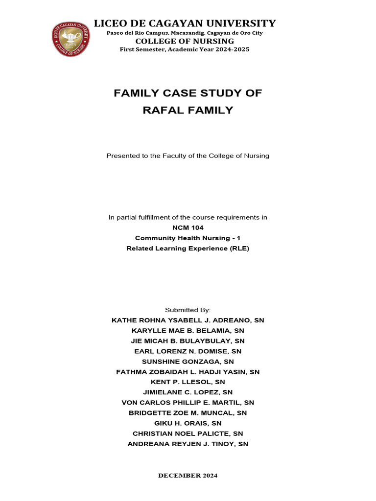 FAMILY CASE STUDY - NCM 104 - NUR JR and K2gggggghghjgghhjvhvjhvhhvhhh Draft | PDF | Chronic ...
