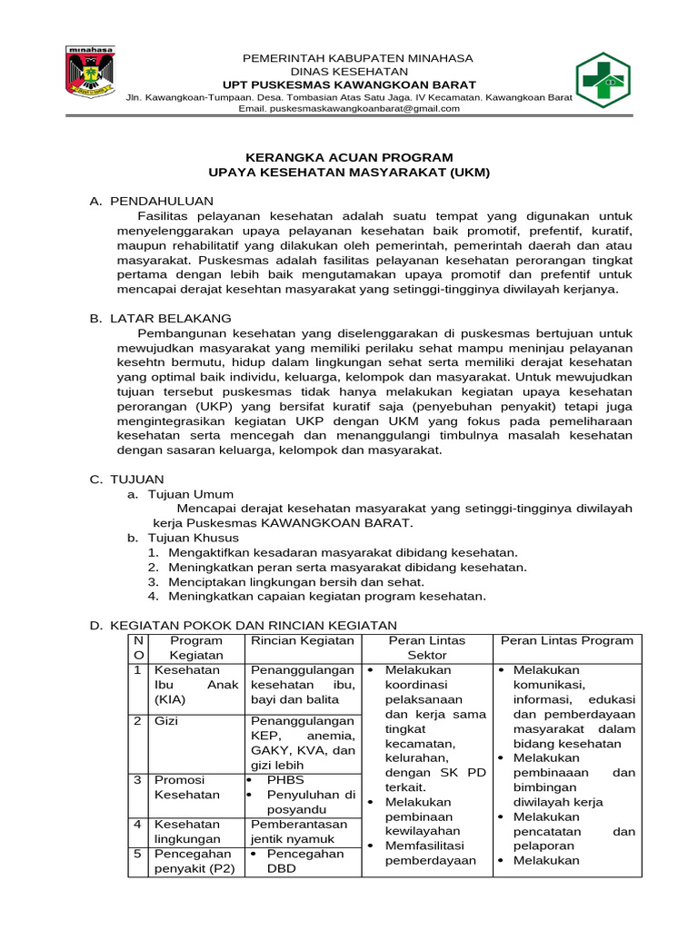 Dokumen KAK Program UKM | PDF