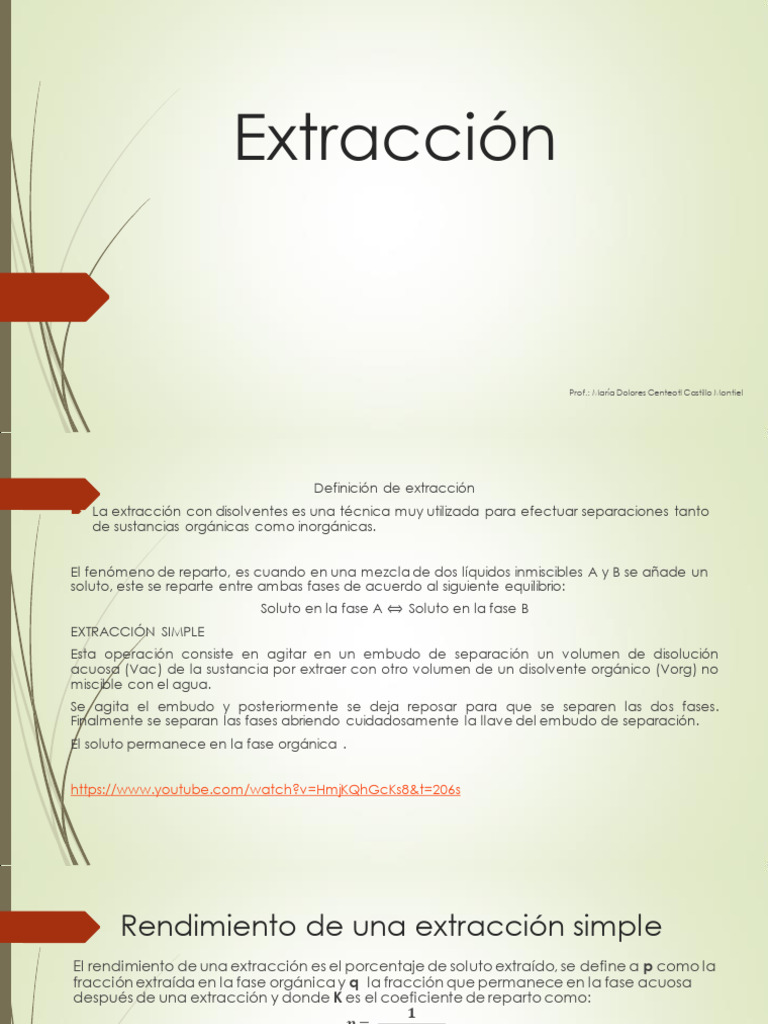 Técnicas de Extracción y Rendimiento | PDF | Química analítica ...