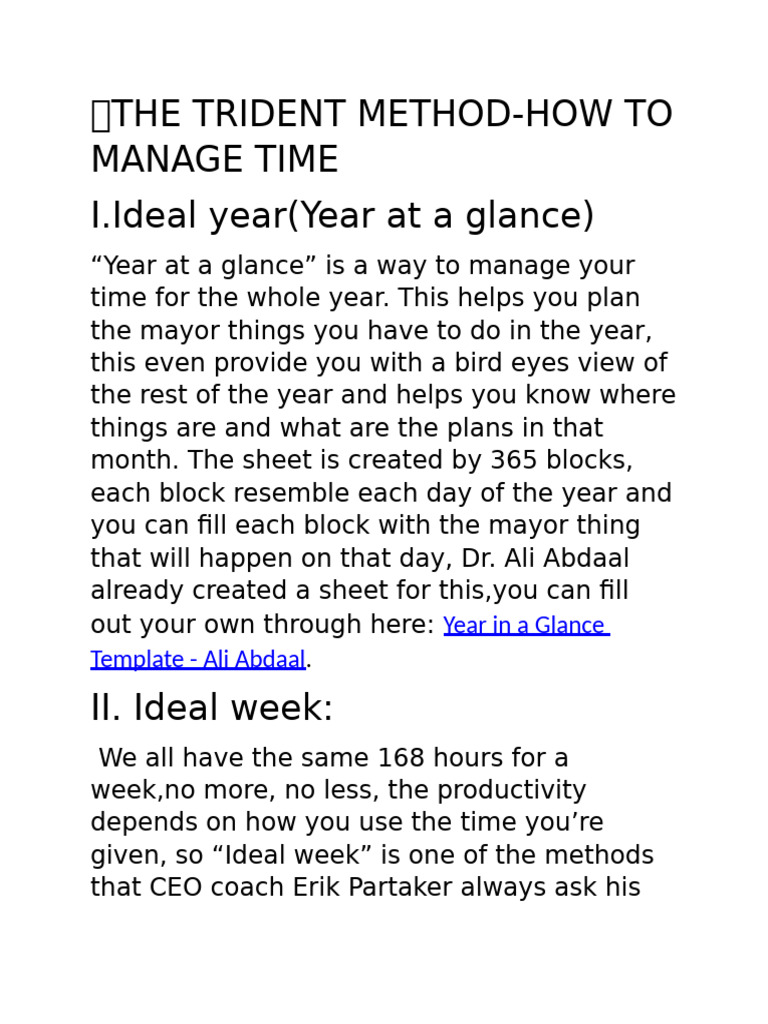 Time Management: The Trident Method | PDF