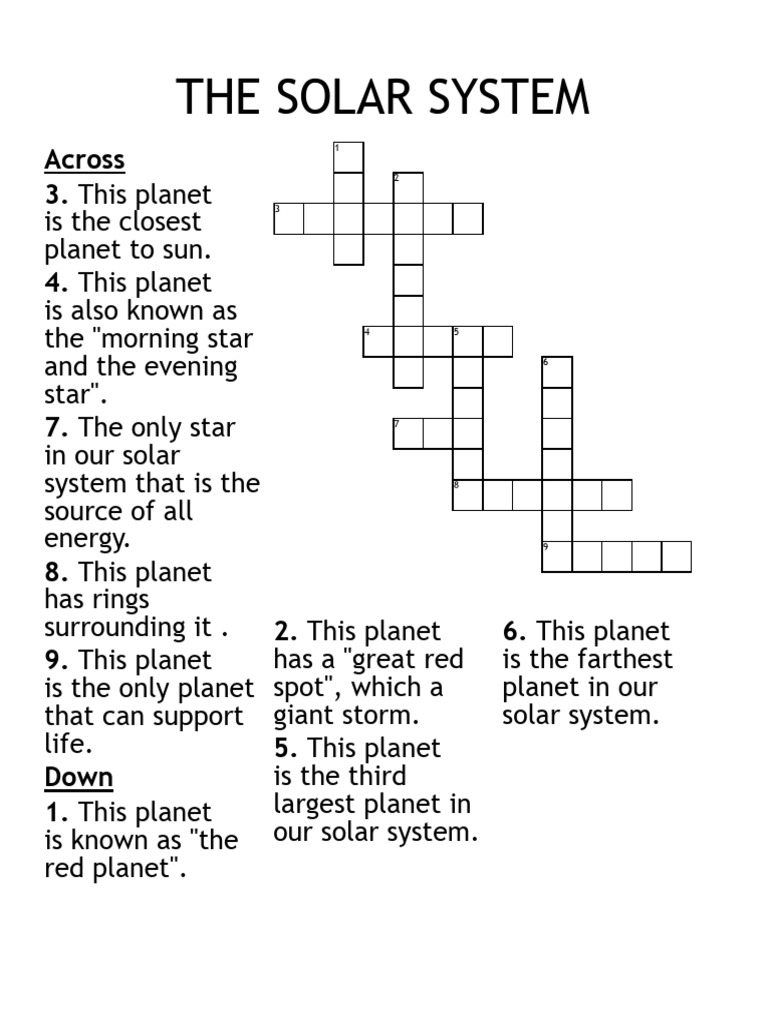 Solar System Crossword Fun | PDF