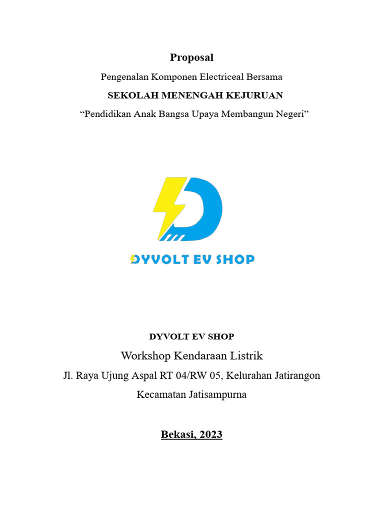 Proposal Pelatihan Pengenalan Komponen Kendaraan Listrik | PDF