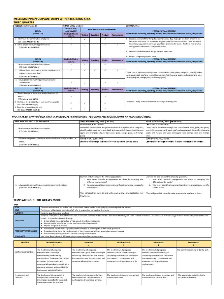 Math 10 - Remedial Peta 1.0 | PDF | Menu
