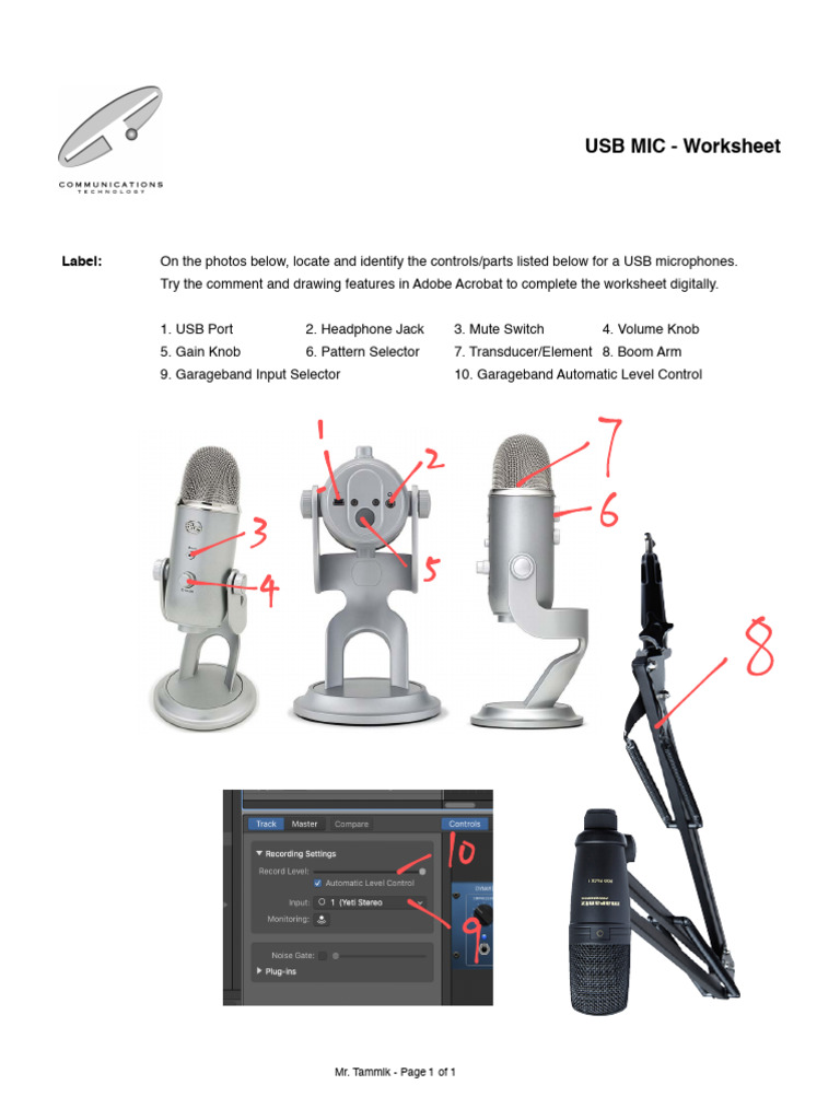 copy of USB Mic Worksheet | PDF