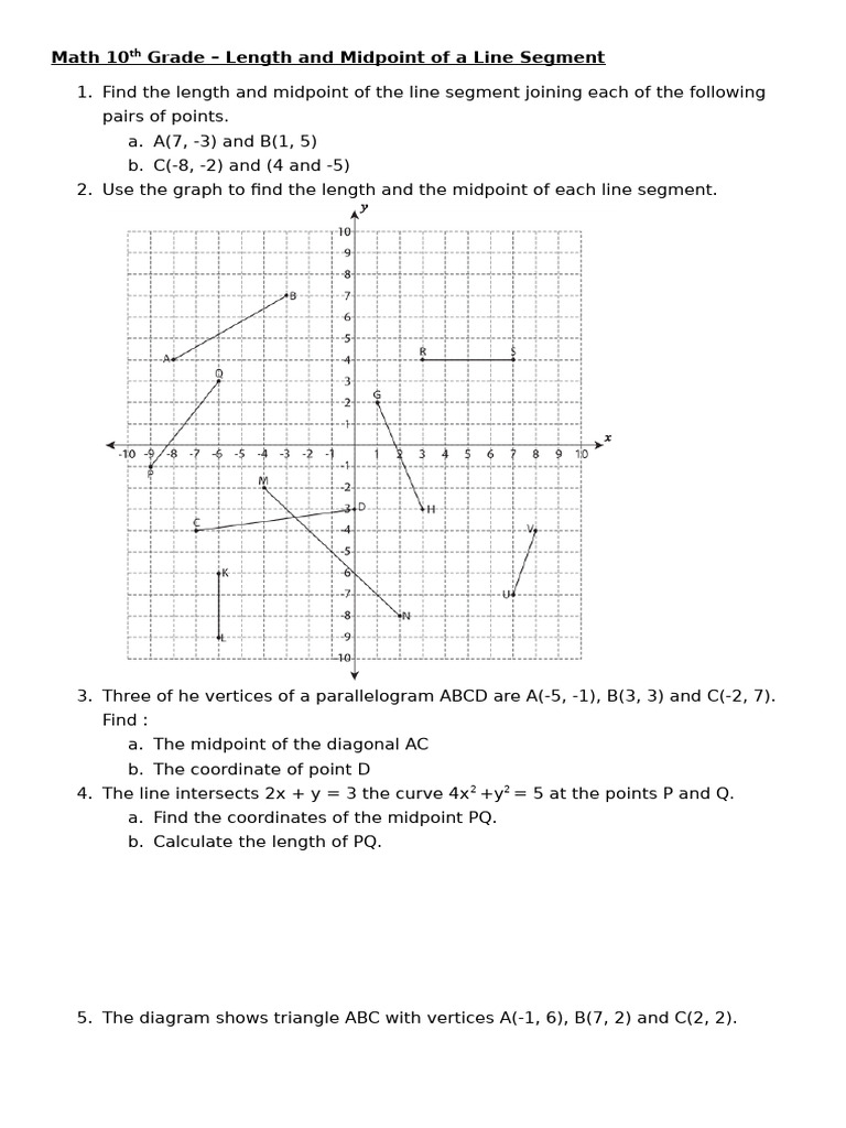 Length and Midpoint of A Line Segment | PDF