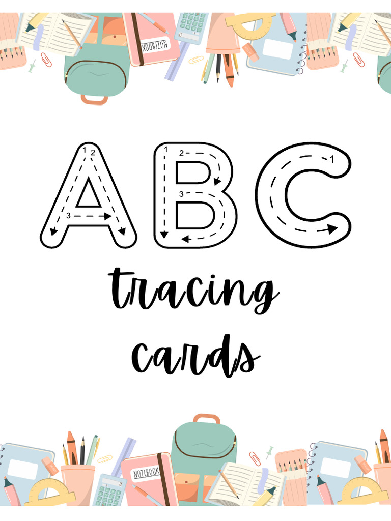 Alphabet Tracing Cards Worksheet in Pastel Colors Illustrative | PDF