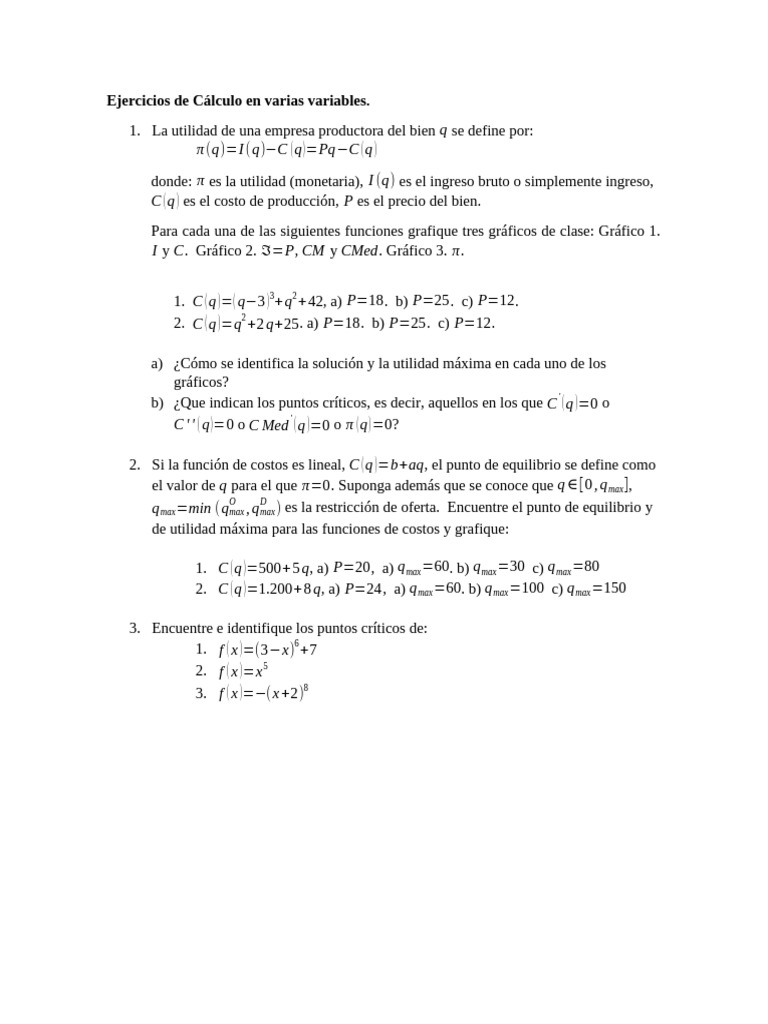 Ejercicios 6 de Cálculo en varias variables | PDF