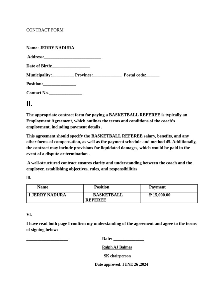 Contract Basketball | PDF