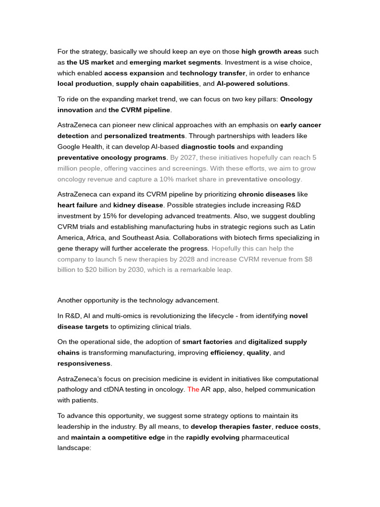 Oppotunities For AstraZeneca | PDF | Personalized Medicine | Astra Zeneca