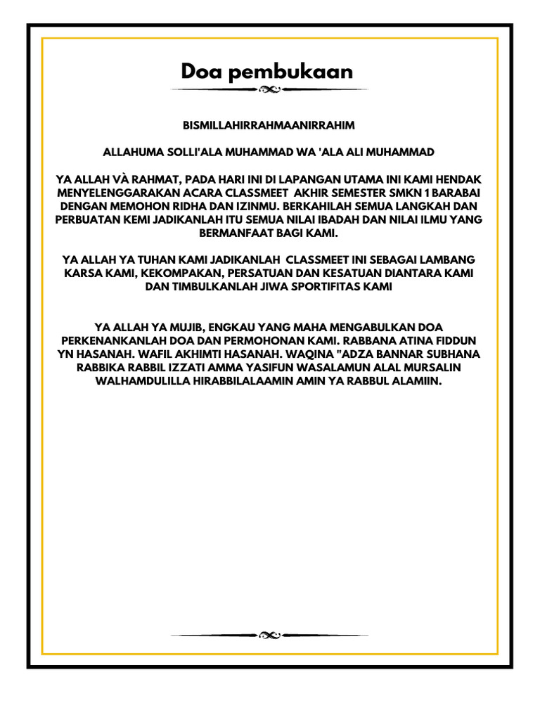 Doa Pembukaan | PDF
