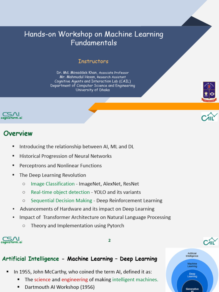 AI and ML Workshop PPTX - 250131 - 193538 | PDF | Machine Learning | Graphics Processing Unit