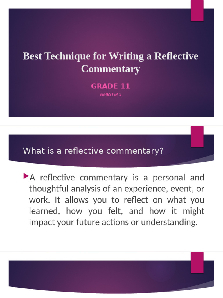 Best Technique in Writing a Reflective Commentary | PDF | Experience ...