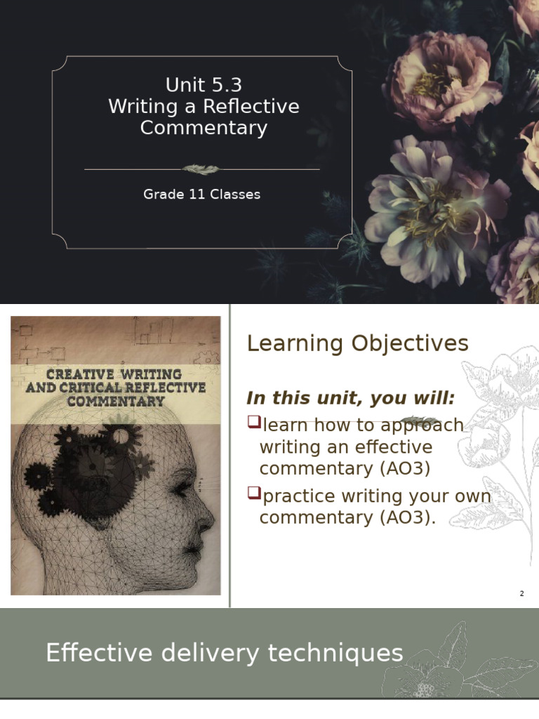 Grade 11 Reflective Writing Guide | PDF