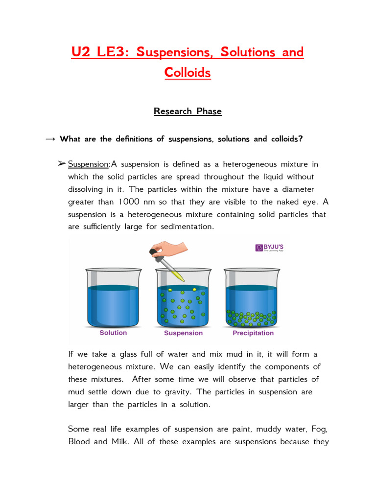 Chemistry: Mixtures Explained | PDF | Mixture | Suspension (Chemistry)