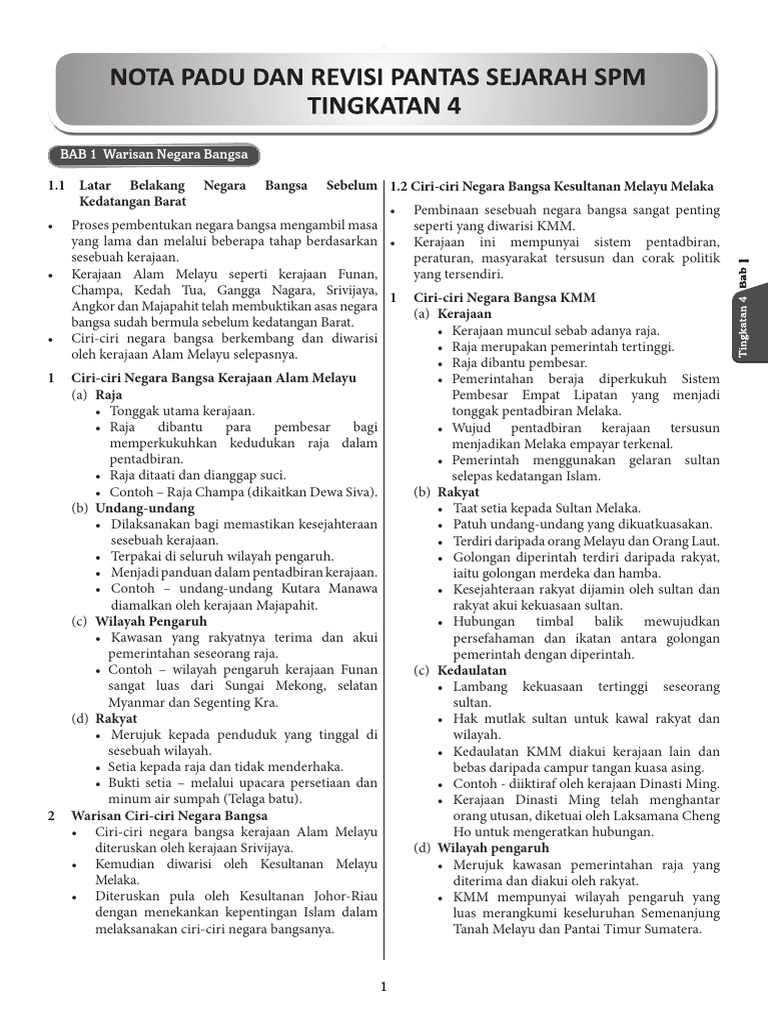Nota Sejarah SPM 2023 | PDF