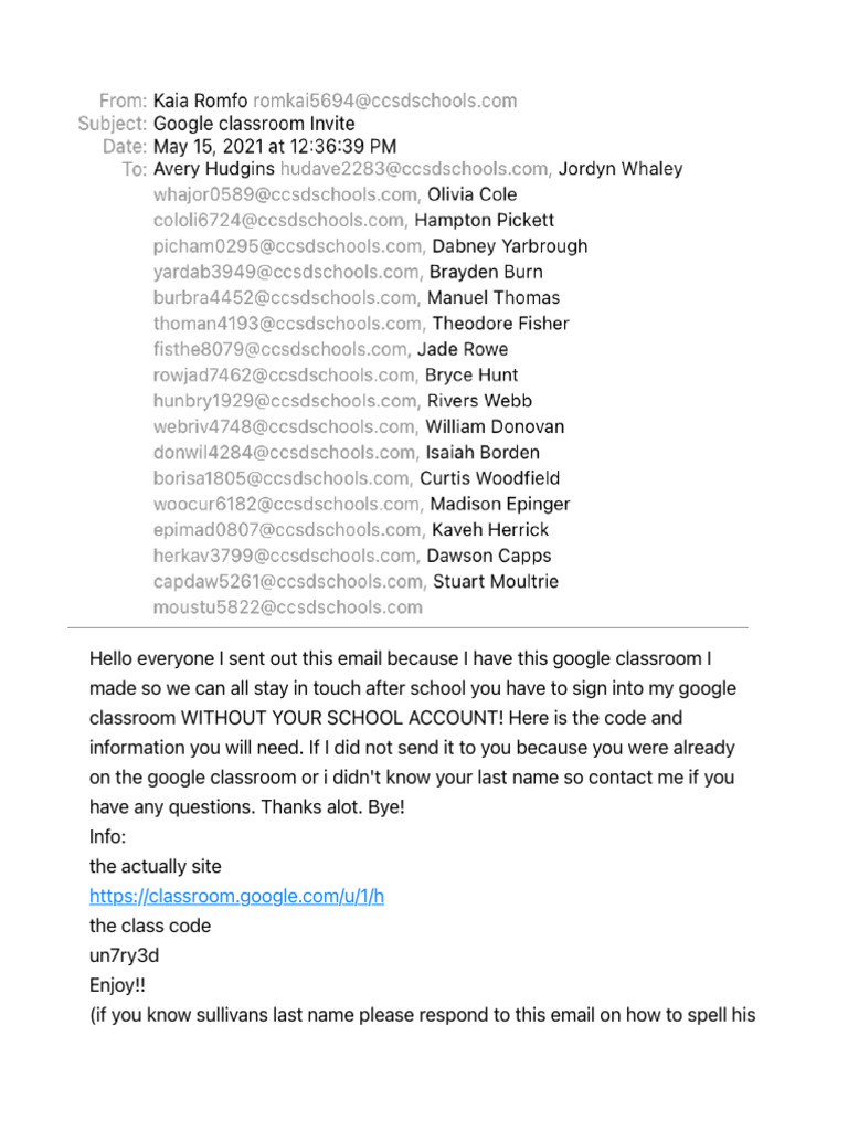 Google Classroom Invite | PDF