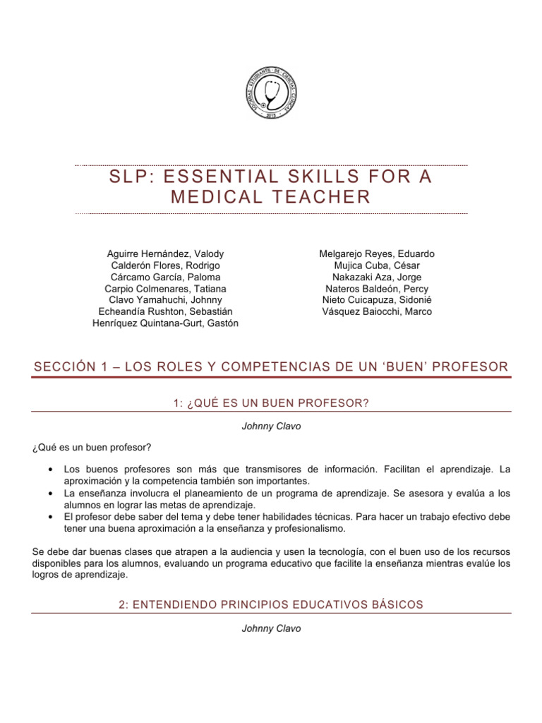 Habilidades Clave para Profesores Médicos | PDF | Plan de estudios ...