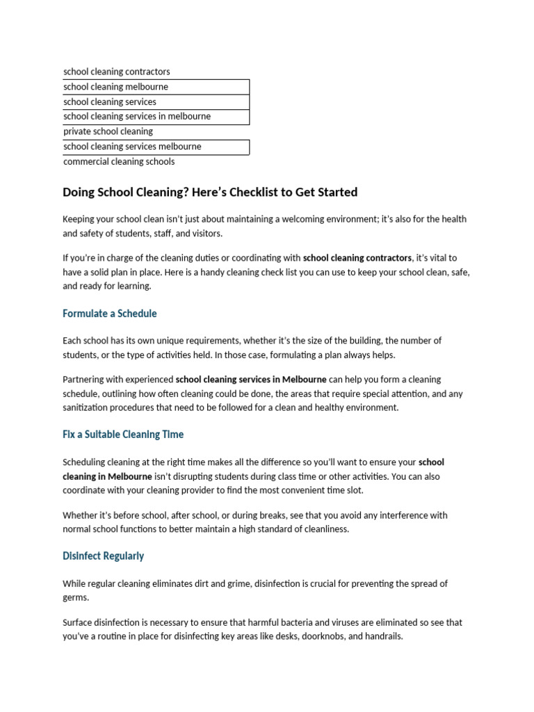 Keen To Clean Blog - Doing - School - Cleaning - Here's - A - Checklist ...