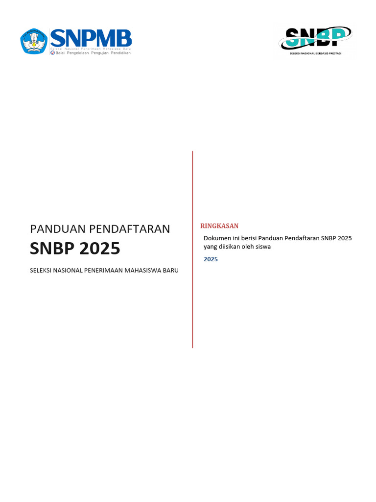 Panduan Pendaftaran SNBP 2025 | PDF
