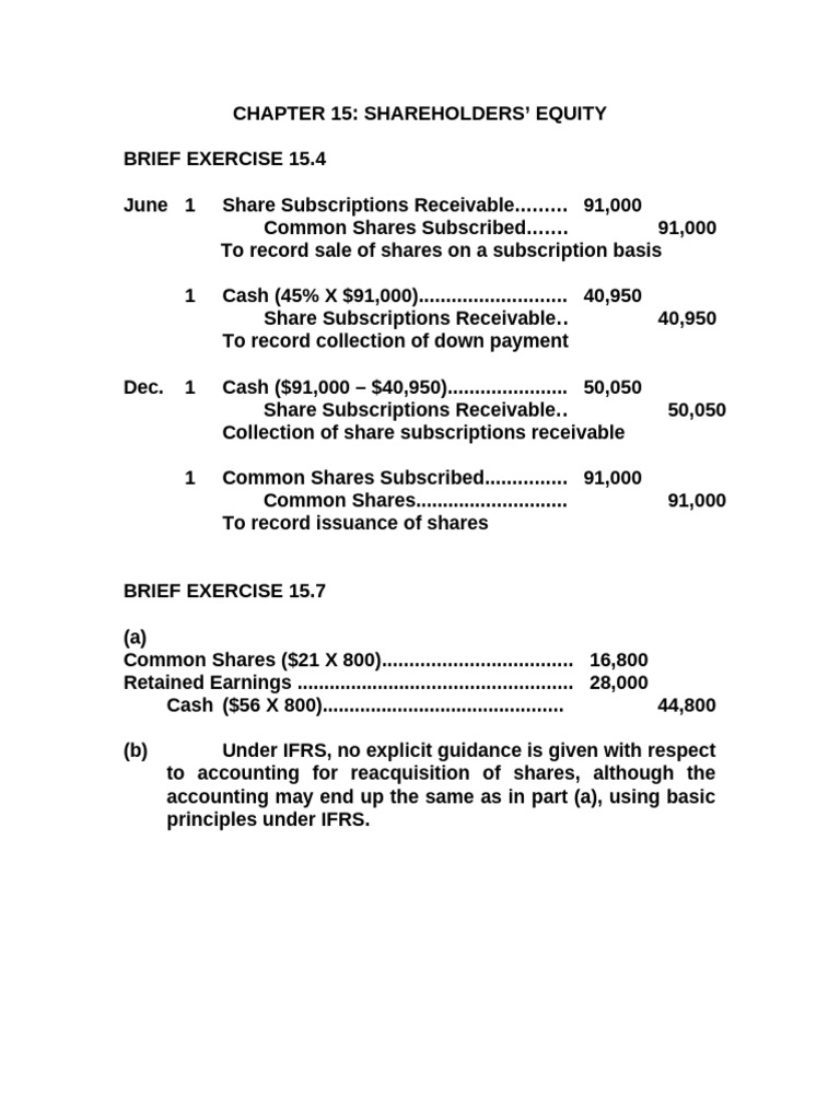 Shareholders' Equity Exercises & Solutions | PDF | Dividend | Preferred ...