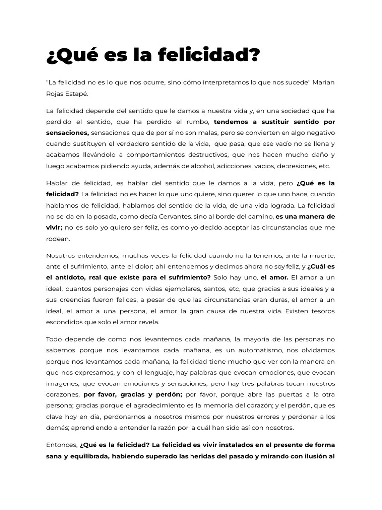 ¿Qué Es La Felicidad | PDF | Felicidad | Amor
