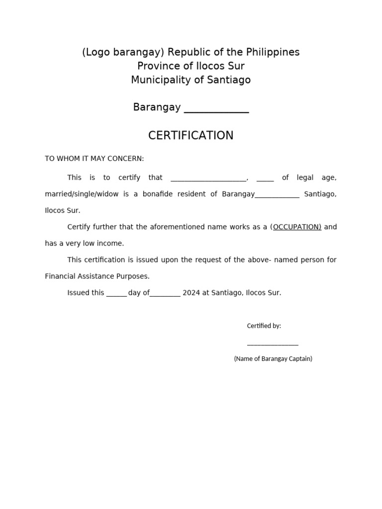 Certification Low Income | PDF